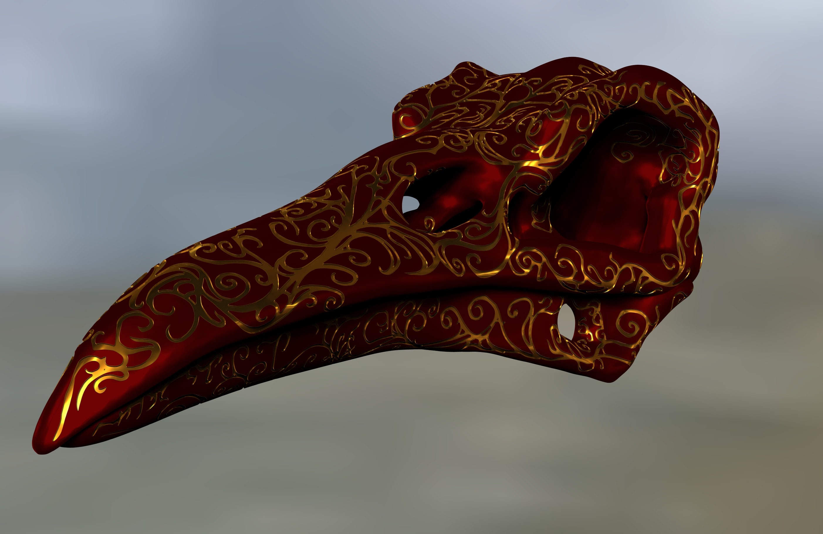 3D File for 3D Printing Ornate Raven Skull - Etsy
