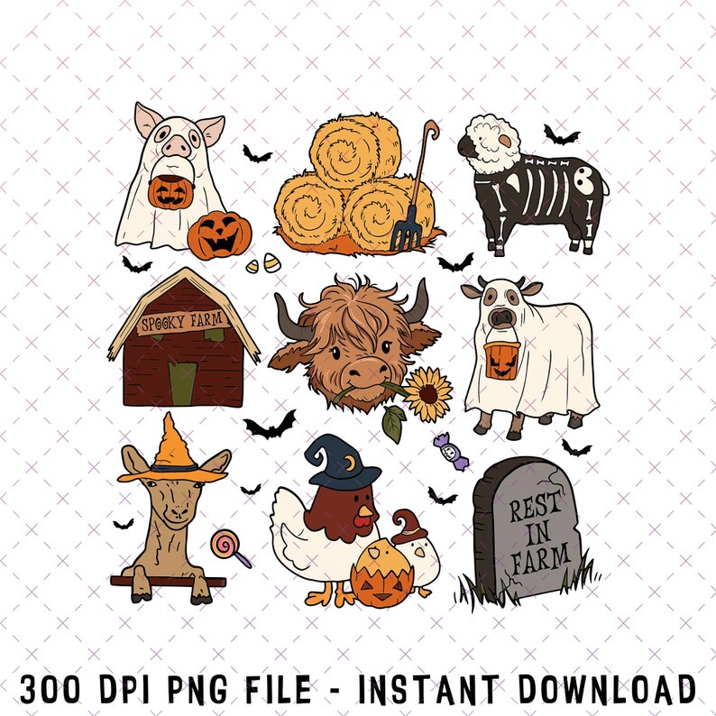 Spooky Farm PNG, Halloween Cows Shirt, Country Ghost Cow PNG, Spooky ...