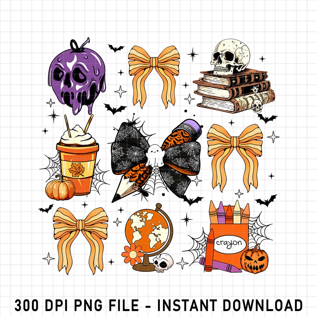 Halloween Coquette Teacher PNG, Spooky Teacher PNG, Halloween Coquette ...