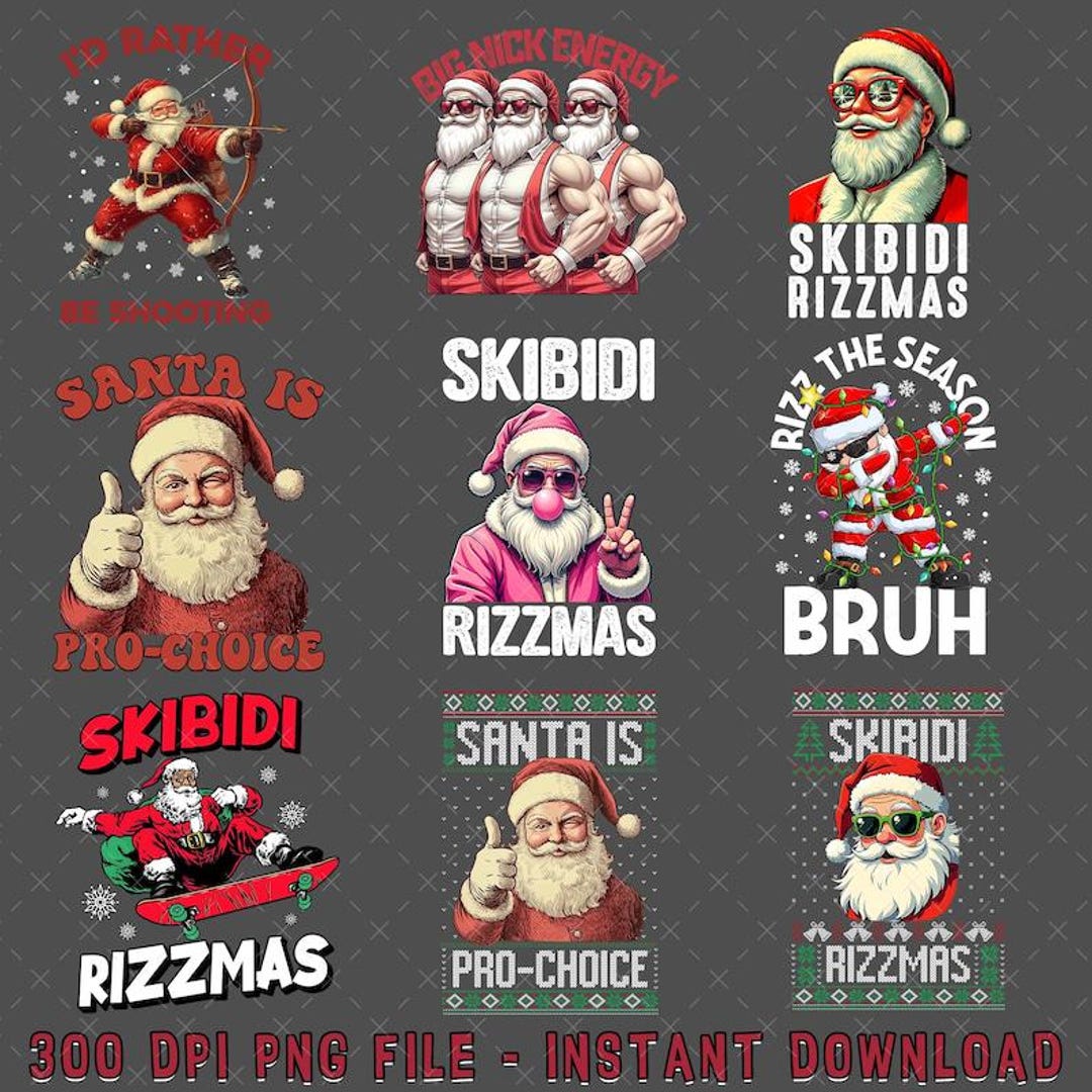 50skibidi Rizzmas PNG Bundle, Merry Rizzmas Png, Santa Bruh Christmas ...