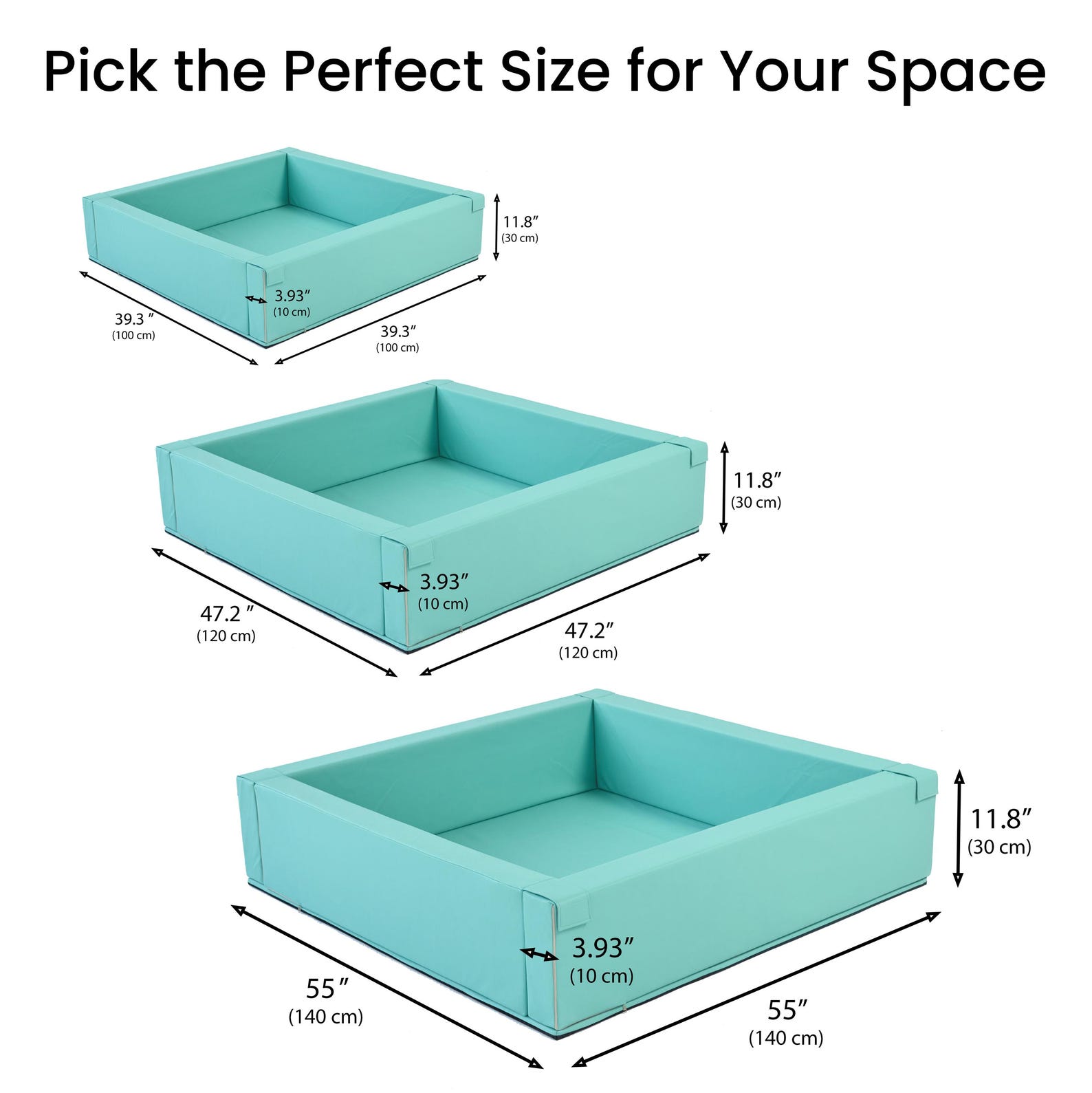 Mint Green Foam Ball Pit – Soft Play Square Ball Pool for Toddlers ...