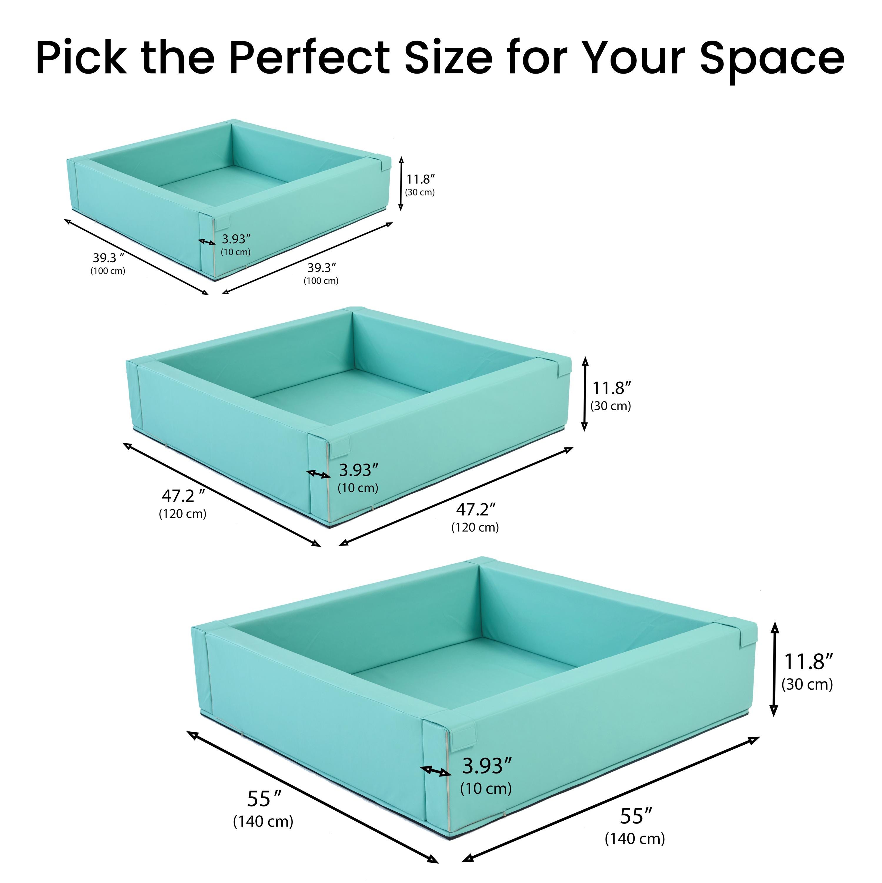 Mint Green Foam Ball Pit – Soft Play Square Ball Pool for Toddlers ...