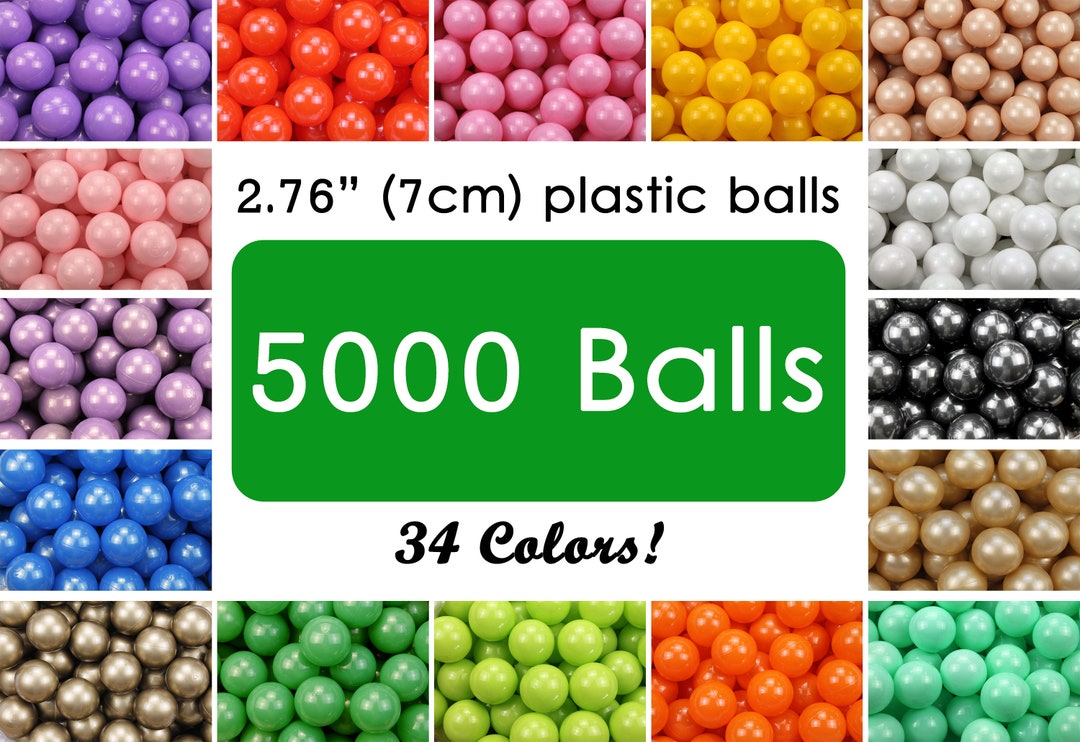 5000 Ball Pit Balls, 7 Cm (2.76”), Plastic Play Balls, 36 Colors, Bulk ...
