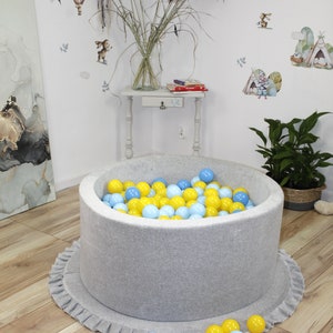 Gray Velvet Ball Pit for Toddler 300 Balls Included - Etsy