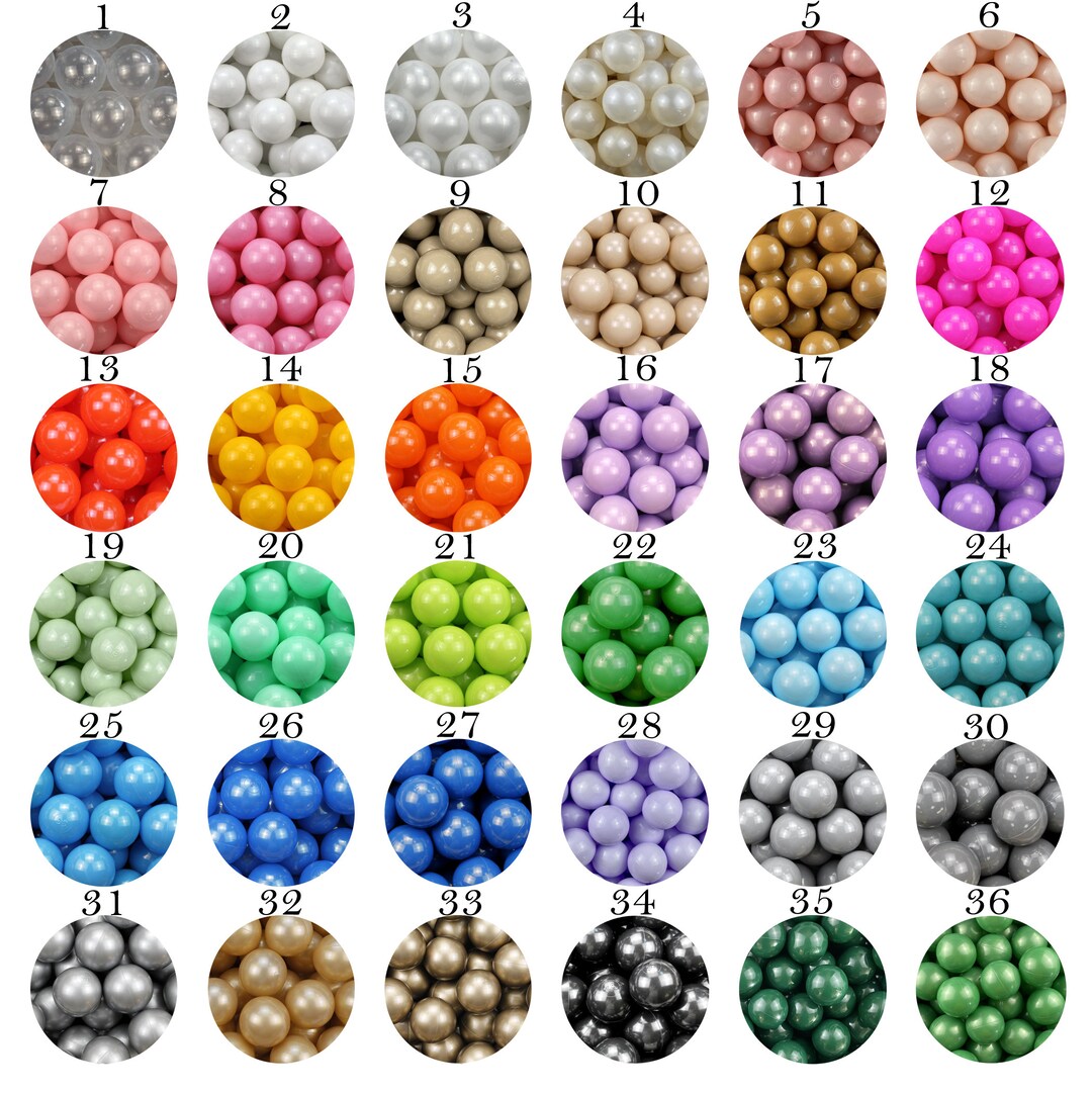 Balls for Ballpit, 36 Colors 2,76 7 Cm, Plastic Balls, Non-toxic, Soft ...