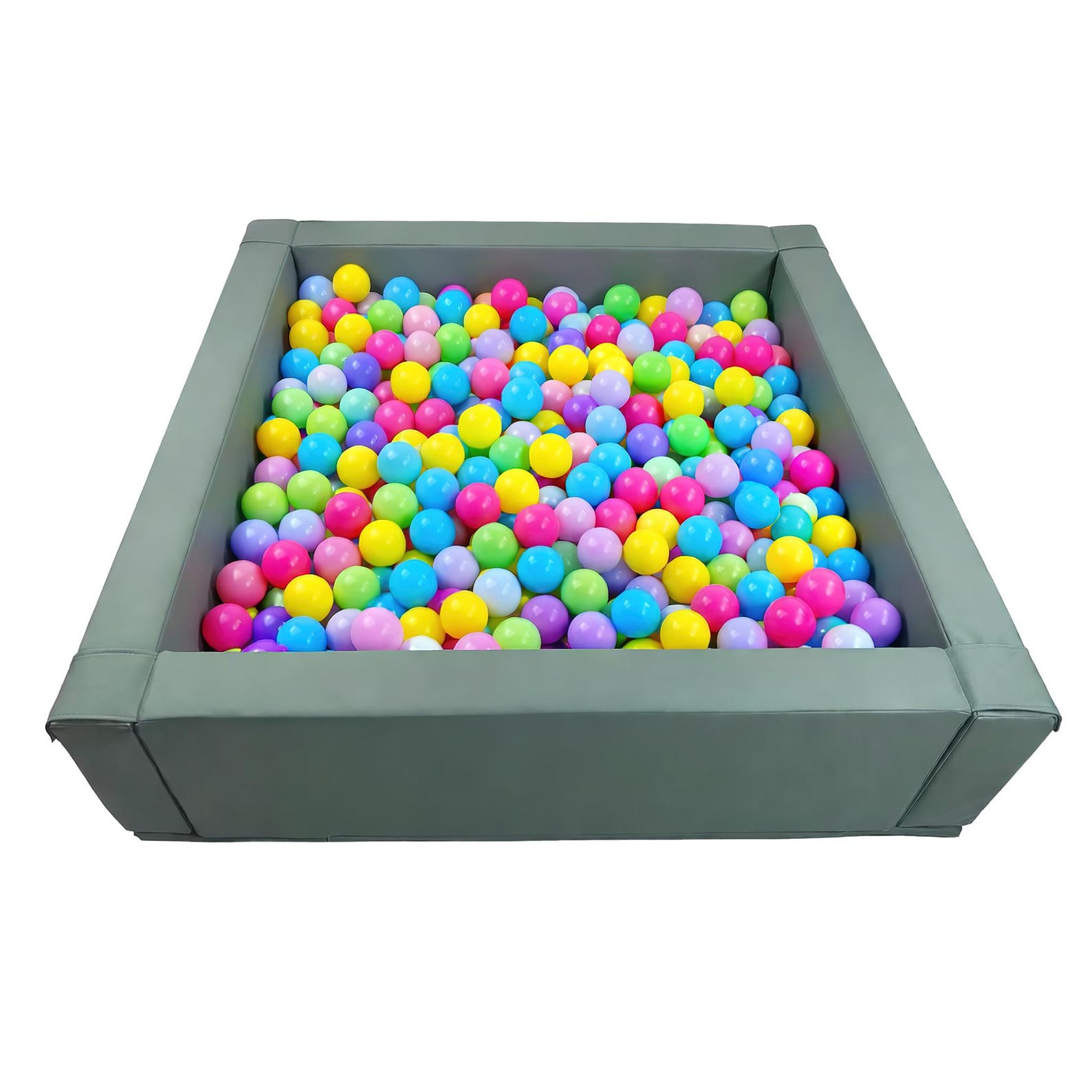 Square Foam Ball Pit | Eco Leather Soft Play Pool | Sage Green Toddler ...
