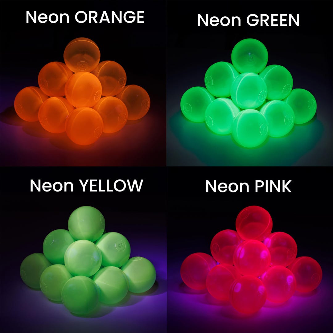 UV Black Light Reactive Ball Pit Balls – 4 Neon Glow Colors, 2.76" (7cm ...