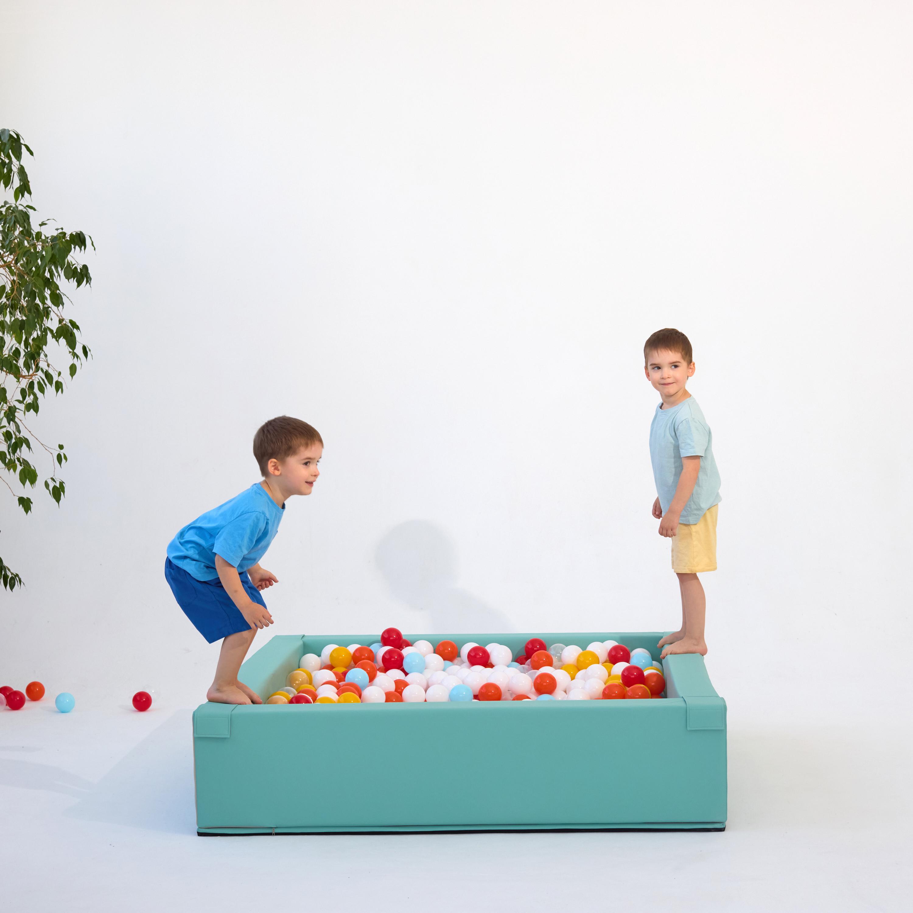 Mint Green Foam Ball Pit – Soft Play Square Ball Pool for Toddlers ...
