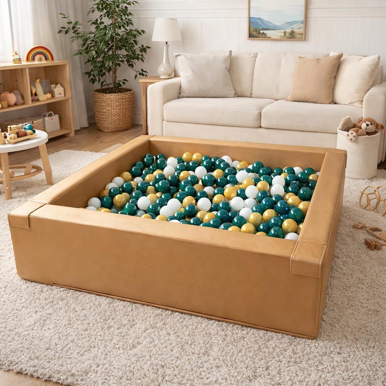 Gold Square Baby Ball Pit, Soft Play Equipment, Memory Foam - Etsy UK