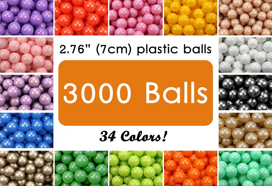 3000 Ball Pit Balls – 36 Colors, 2.76" (7 Cm), Soft Non-toxic Plastic ...