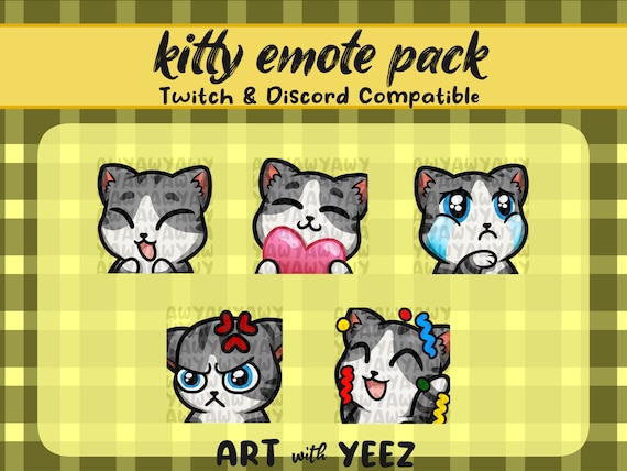 Grey Tabby Kitty Emote Pack for Twitch and Discord Cat - Etsy