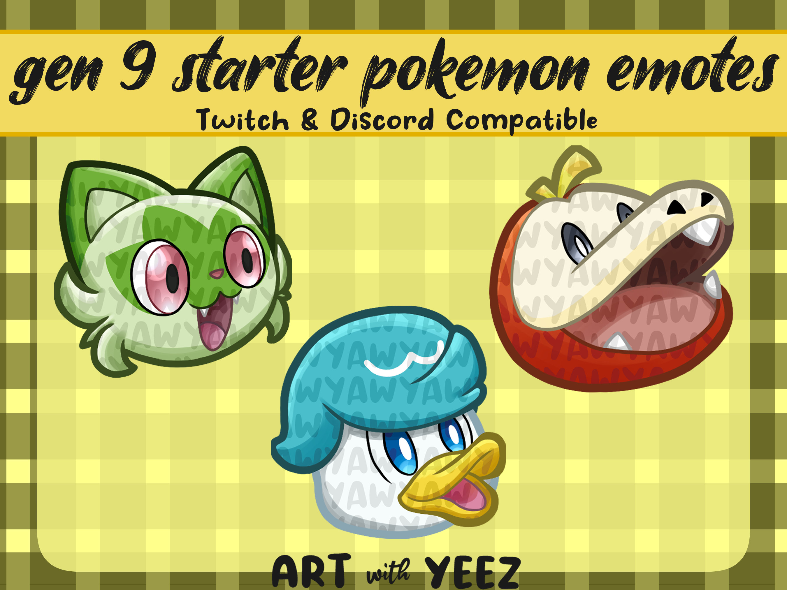 Gen 9 Starter Pokemon Emote Bundle for Twitch & Discord | Sprigatito ...