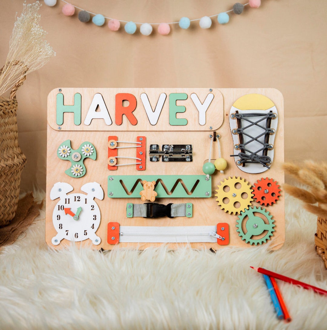 Custom Khaki Busy Board for Toddler Personalized Baby - Etsy