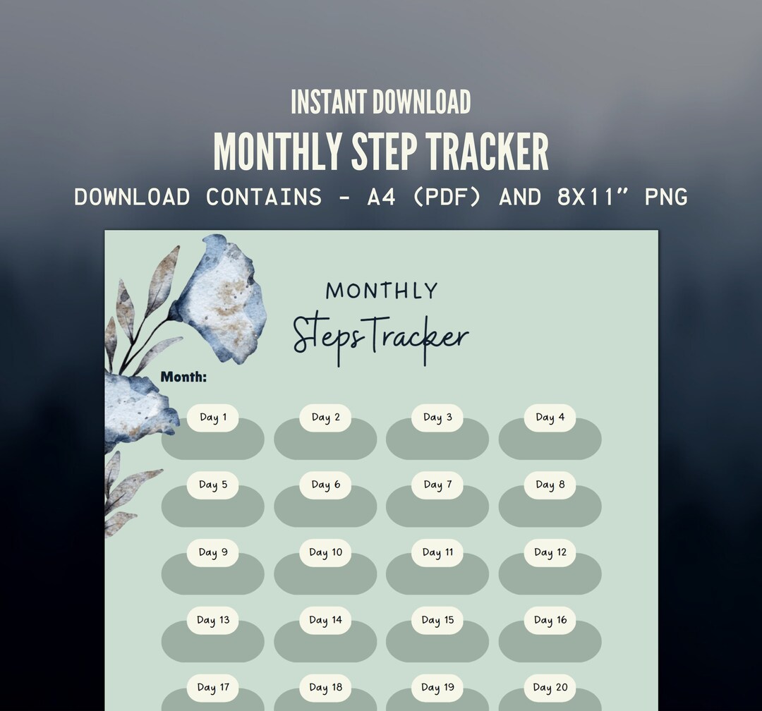 Monthly Footsteps Tracker Digital Product Instant Download - Etsy