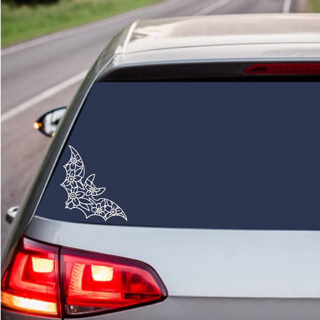 Floral Bat Design Halloween Vinyl Decal Car Laptop Permanent Indoor ...