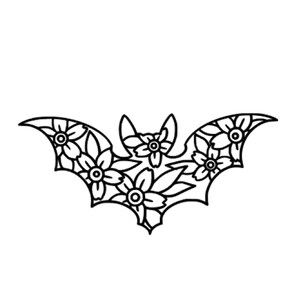 Floral Bat Design Halloween Vinyl Decal Car Laptop Permanent Indoor ...