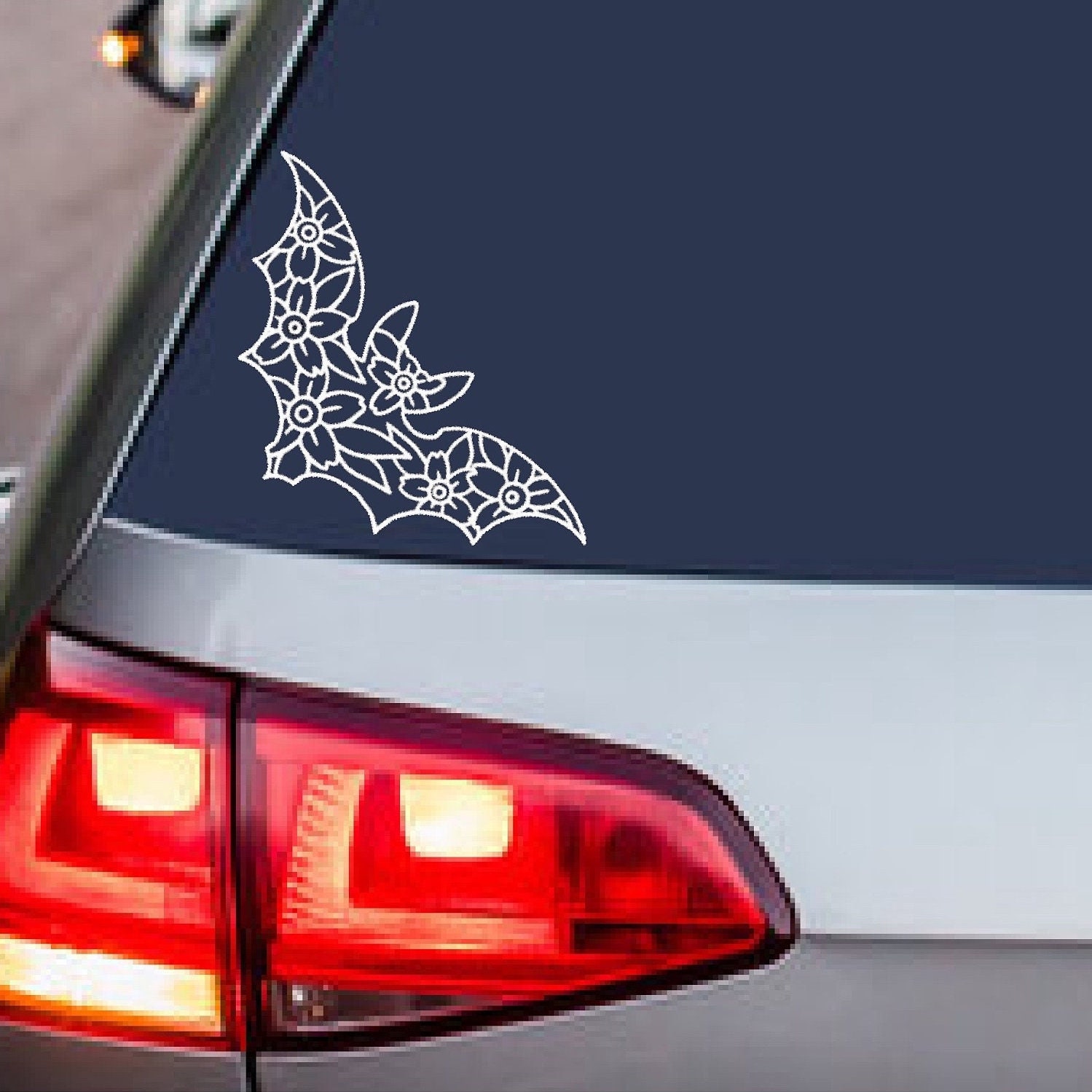 Floral Bat Design Halloween Vinyl Decal Car Laptop Permanent Indoor ...