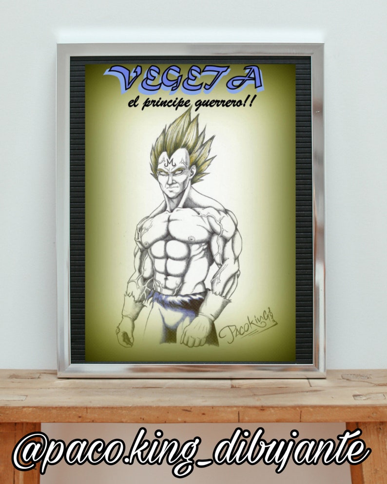 DIGITAL DOWNLOAD / Hand Drawing of Prince Vegeta, the Saiyan Warrior ...