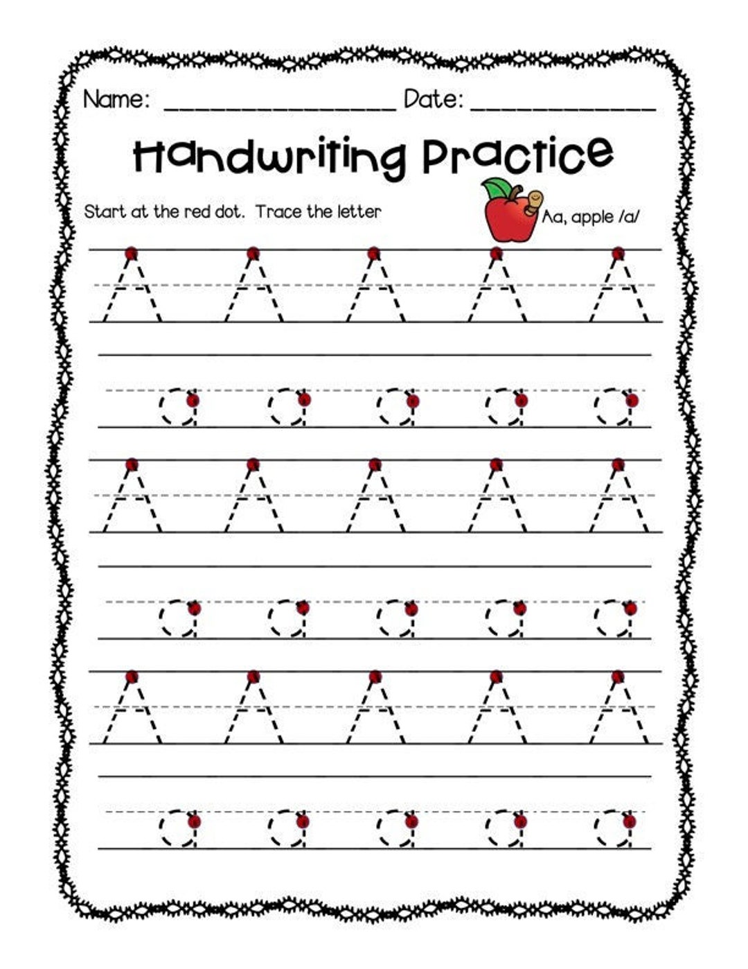 Handwriting Practice A-Z - Etsy