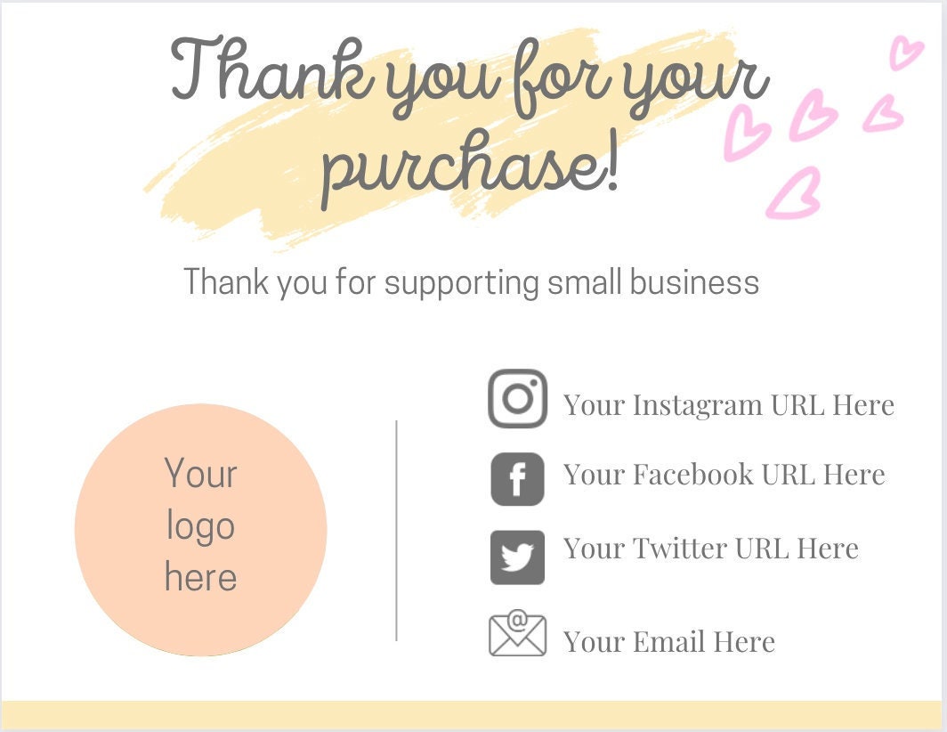 Digital / Printable Business Thank You Card - Etsy