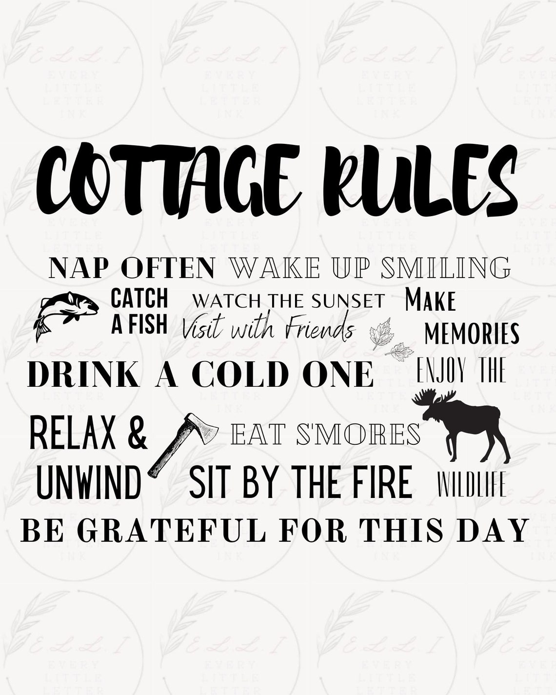 Cottage Rules SVG, Cottage SVG, Cabin SVG, Outdoor Svg, Digital ...