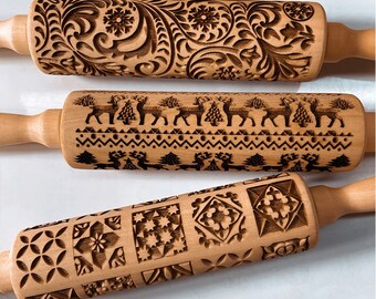 Wooden Christmas Rolling Pin - Etsy