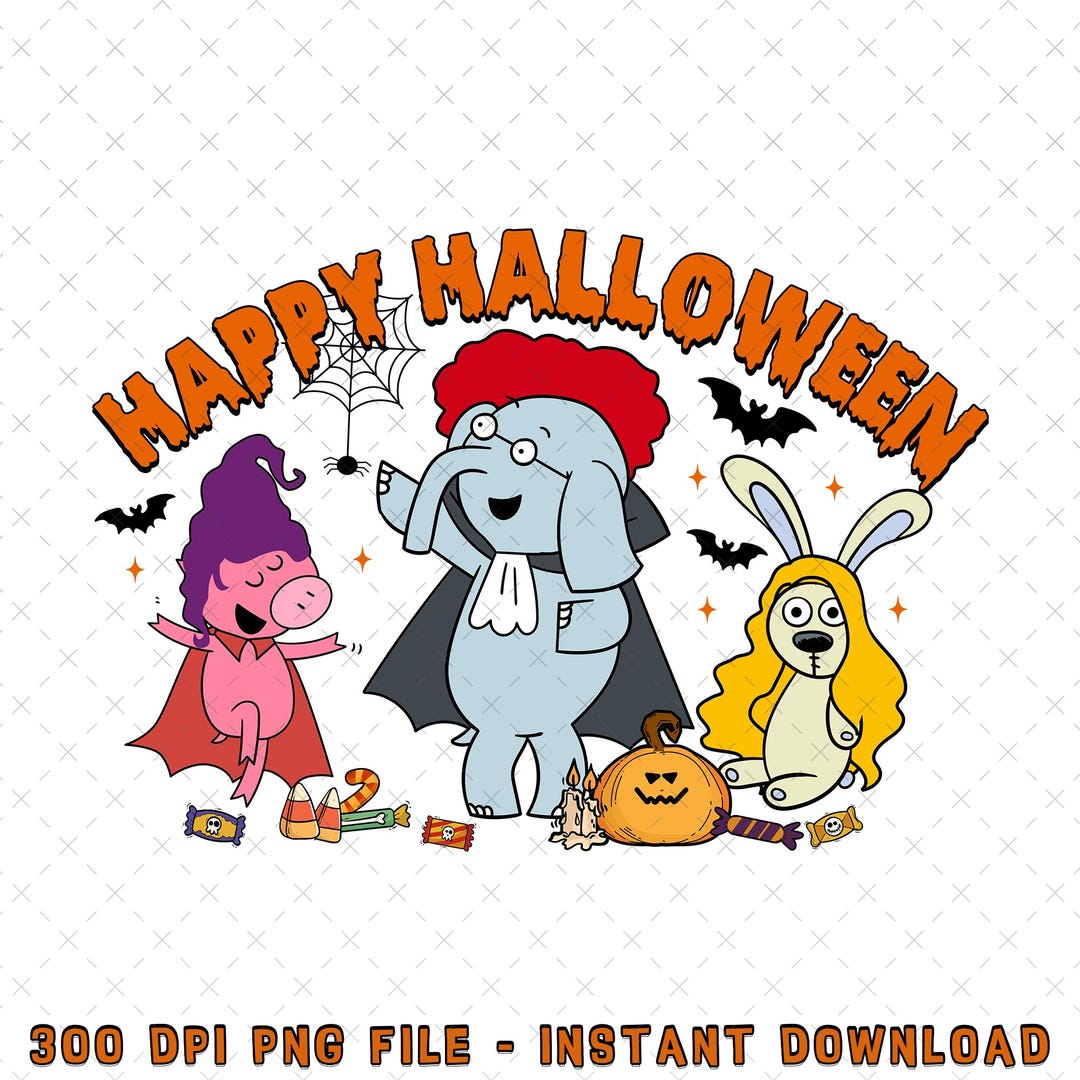 Happy Halloween Elephant and Piggie Png, Halloween Elephant Pigeon Png ...