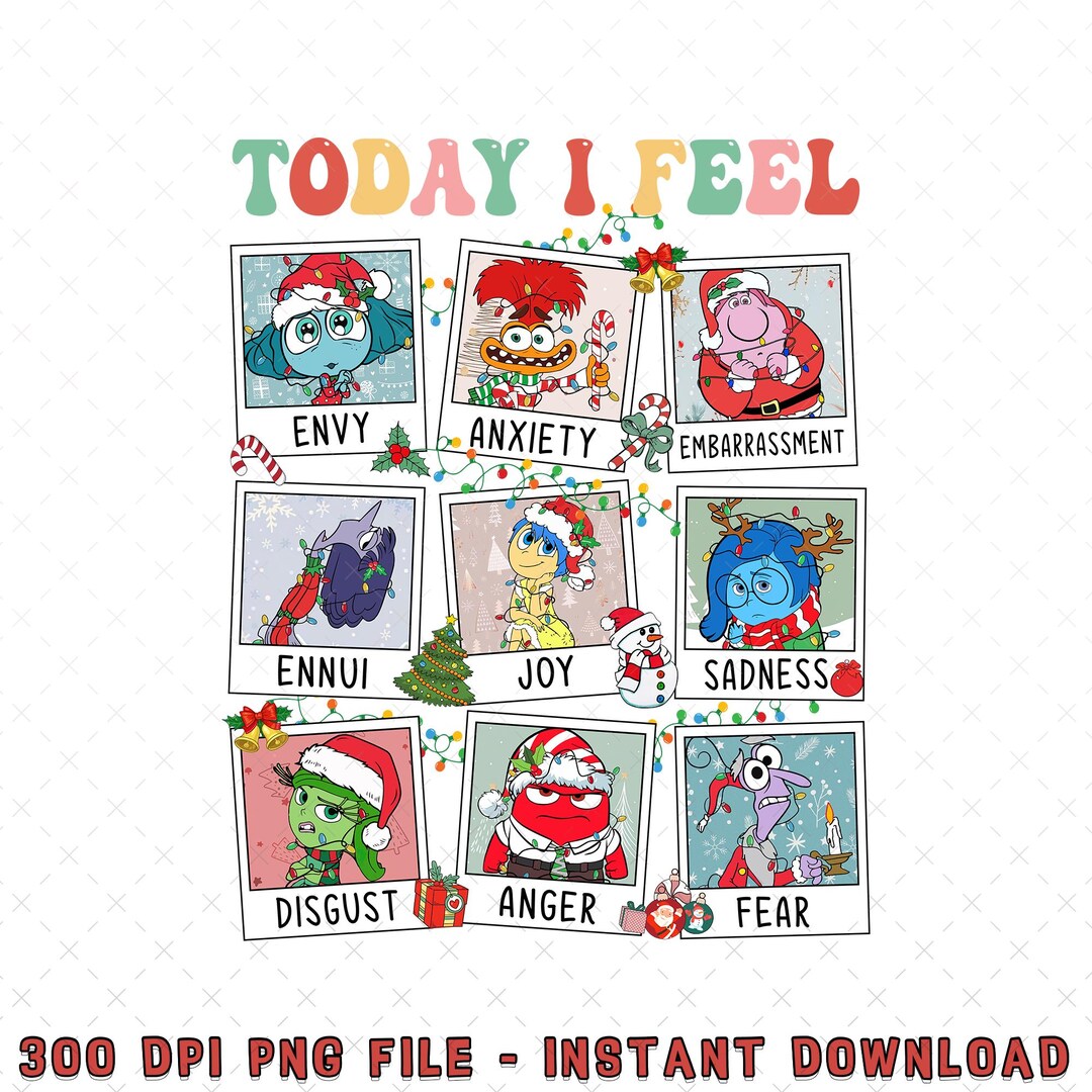 Personajes navideños de Inside Out 2 Png, Hoy siento emociones de ...