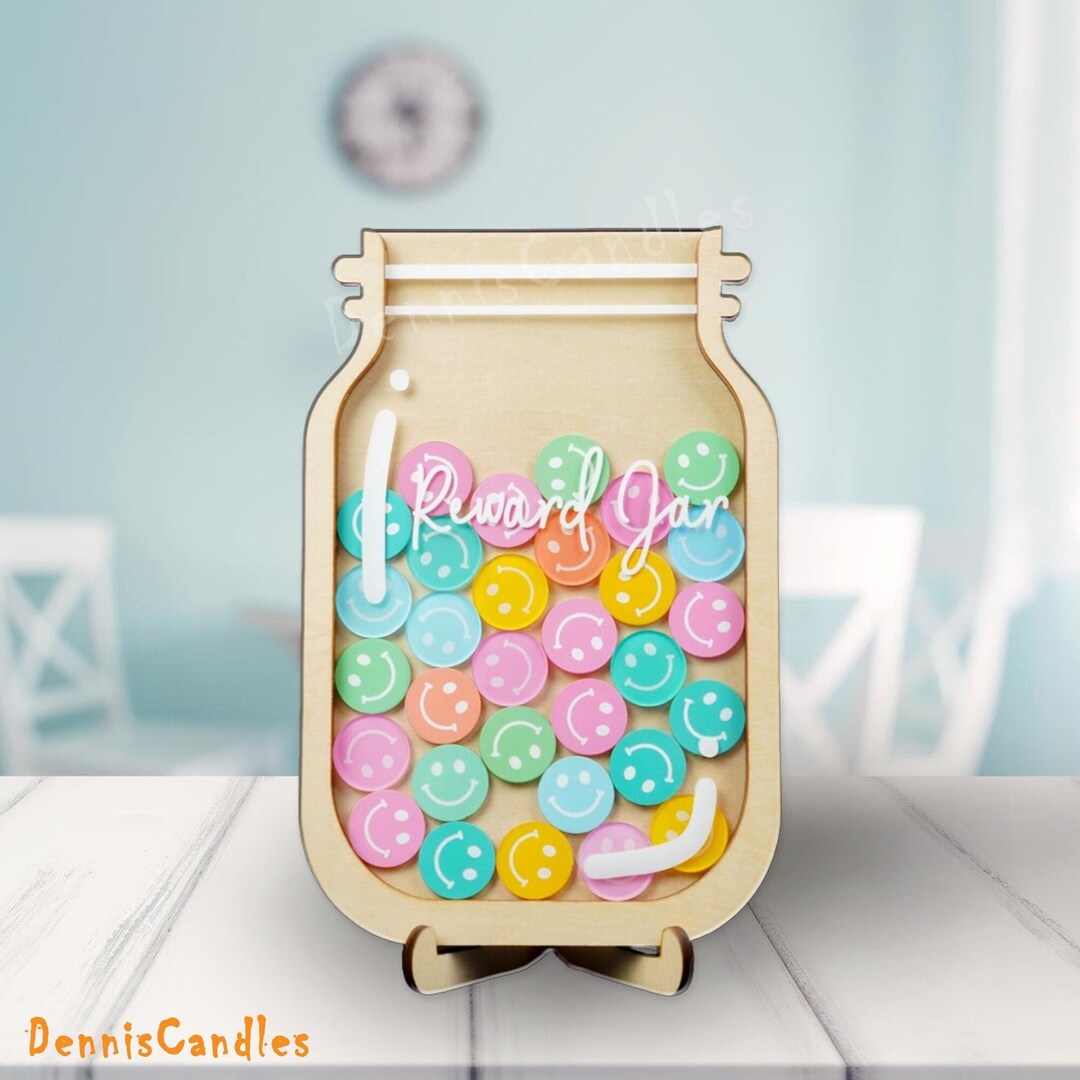 Smiley Face Reward Jar, Personalised Gift for Teacher, Colorful ...