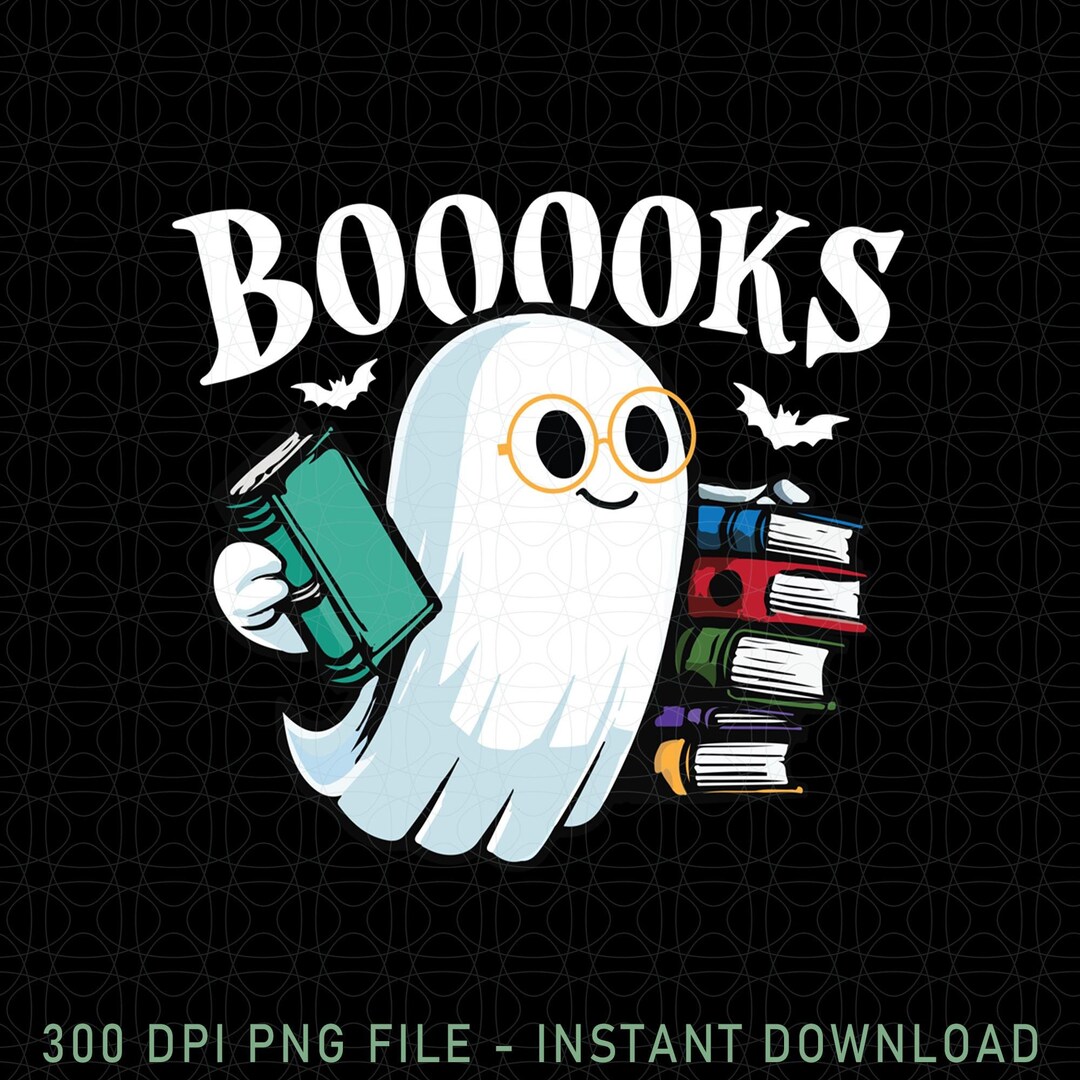 Halloween Ghost Reading Books PNG, Spooky Ghost Book Lover PNG ...