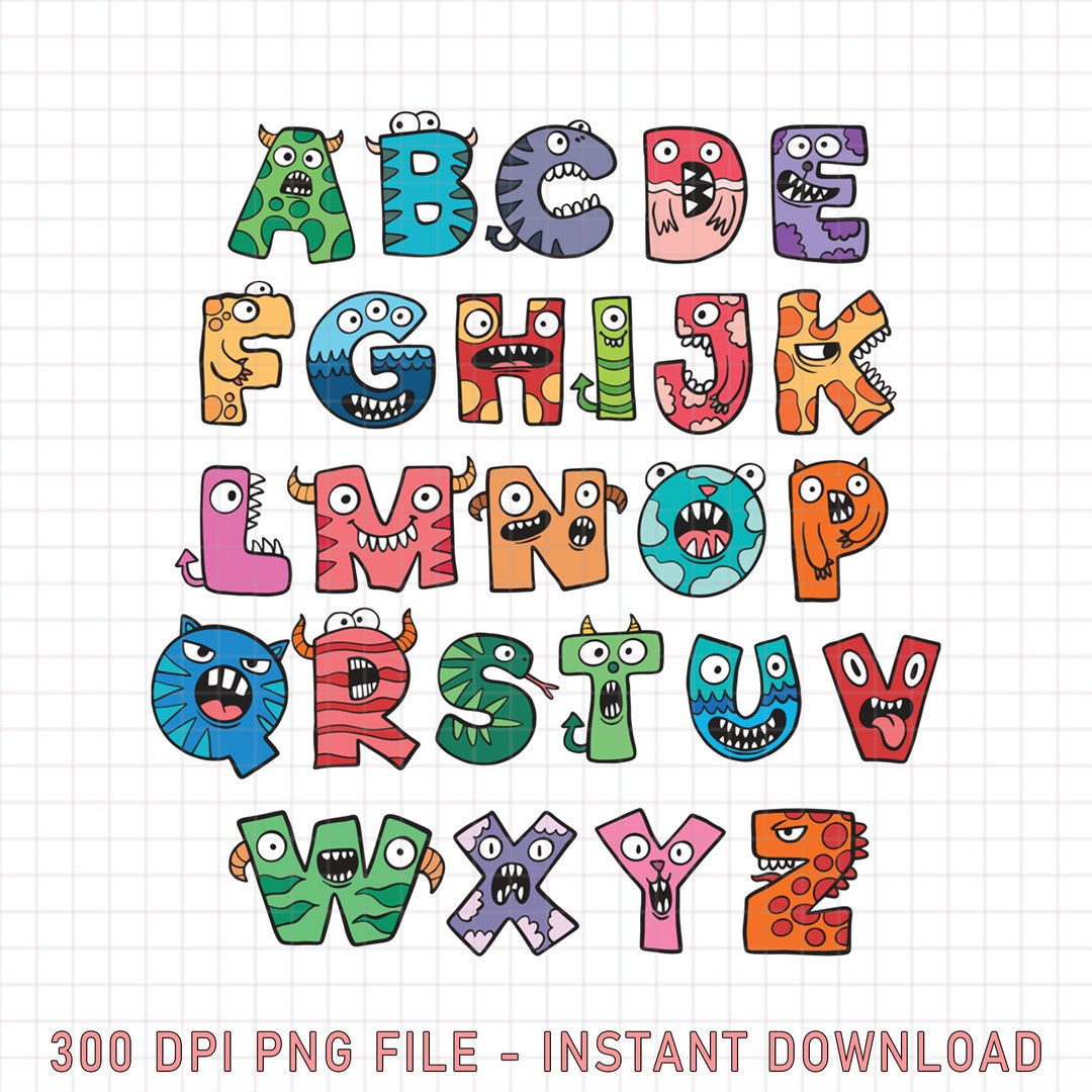 Halloween ABC Monster Alphabet PNG, Halloween Teacher Back to School ...