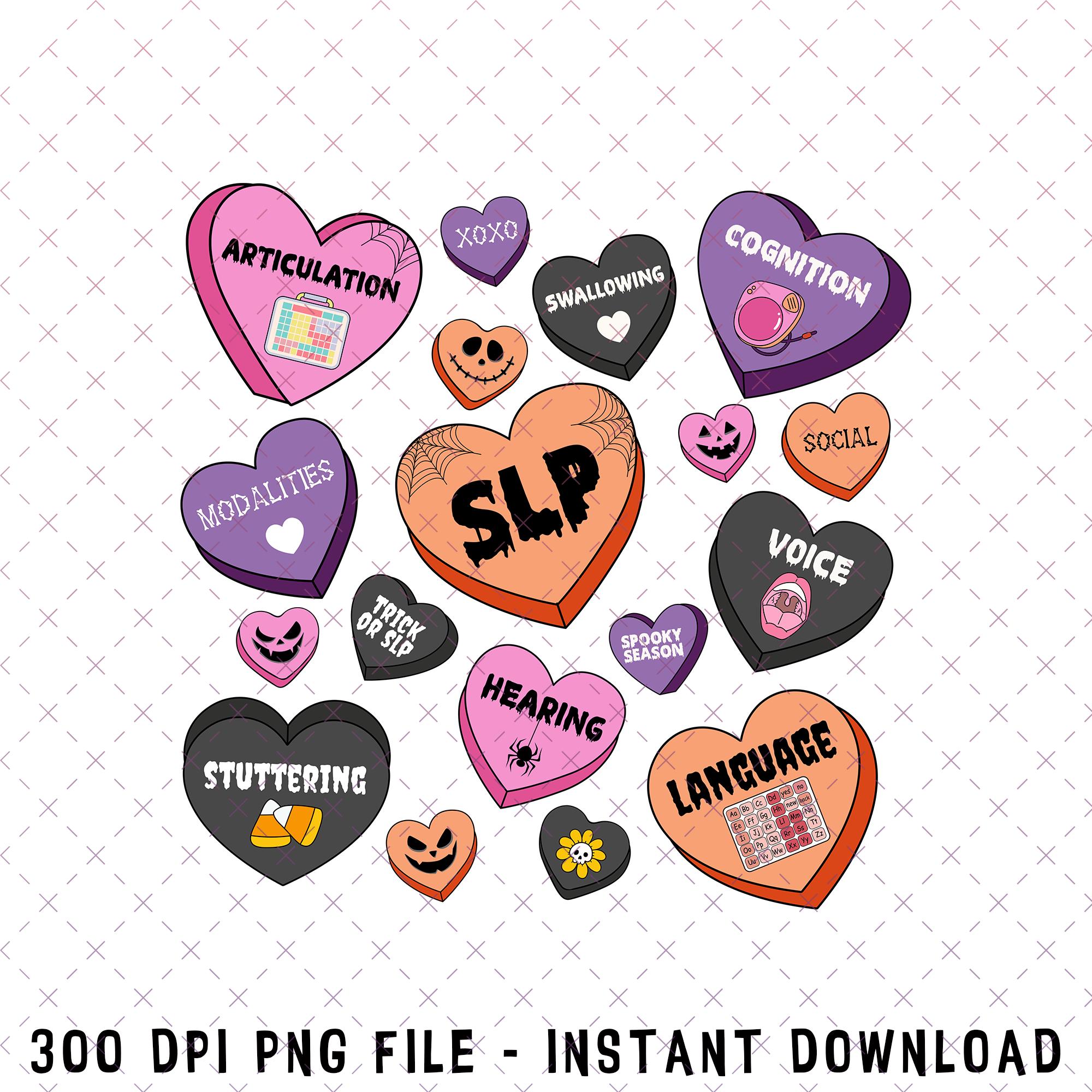 Halloween Candy Hearts SLP Png, Spooky Candies Speech Therapy ...