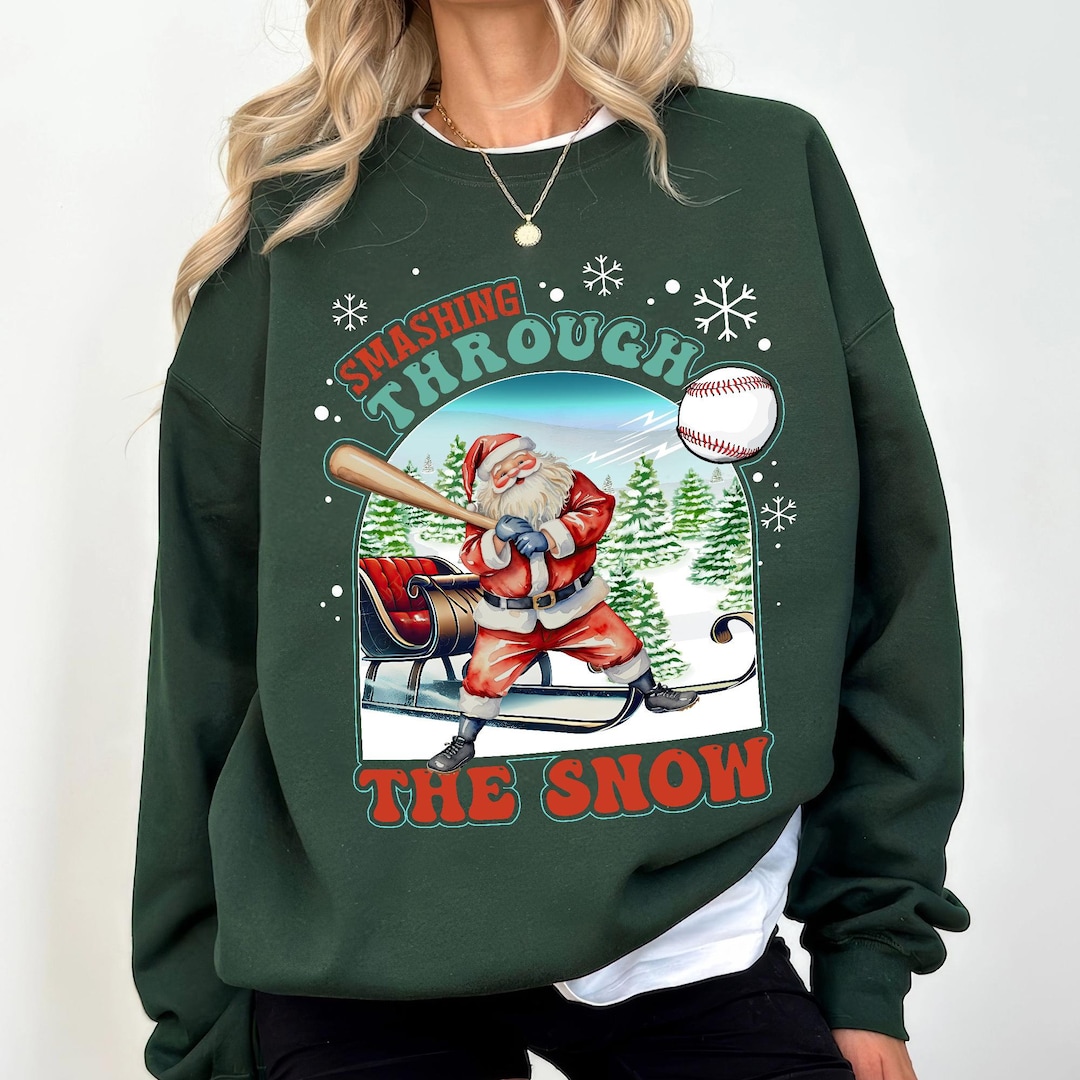 Santa Claus Merry Christmas Baseball Sweatshirt, Vintage Smashing ...