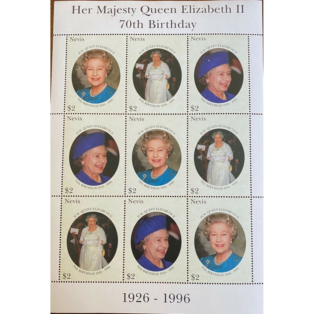 Nevis 1996 - Queen Elizabeth - Sheet of Nine - MNH - Etsy