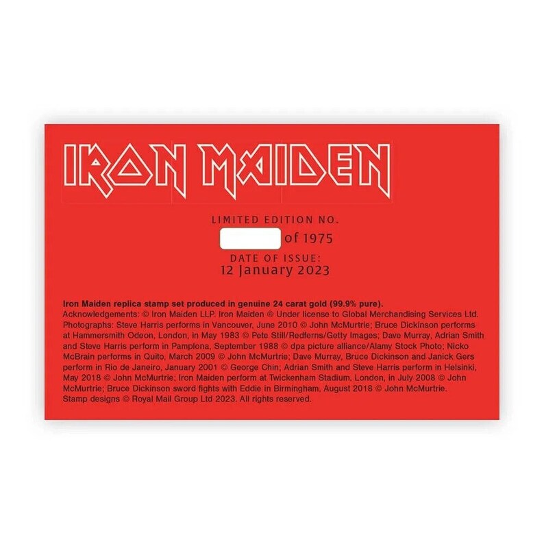 Royal Mail - Iron Maiden - Gold Stamp Set - Limited Edition - MNH - Etsy