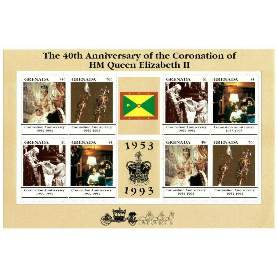 Grenada - 1993 - Queen Elizabeth II 40th Coronation - Sheet of 8 - MNH ...