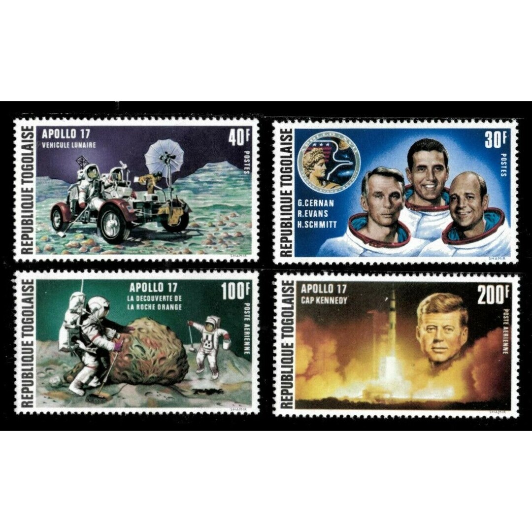 Togo 1973 - Apollo 17 Moon Mission, JFK - Set of 4v Stamps - Sc 836-37 ...