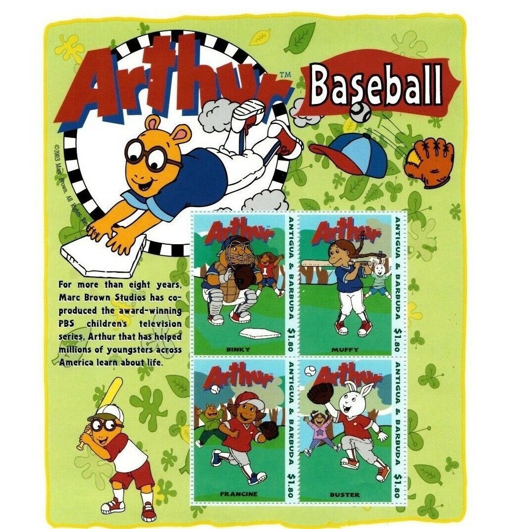 Antigua 2004 Arthur the Aardvark Baseball Sheet of 4 Stamps MNH - Etsy