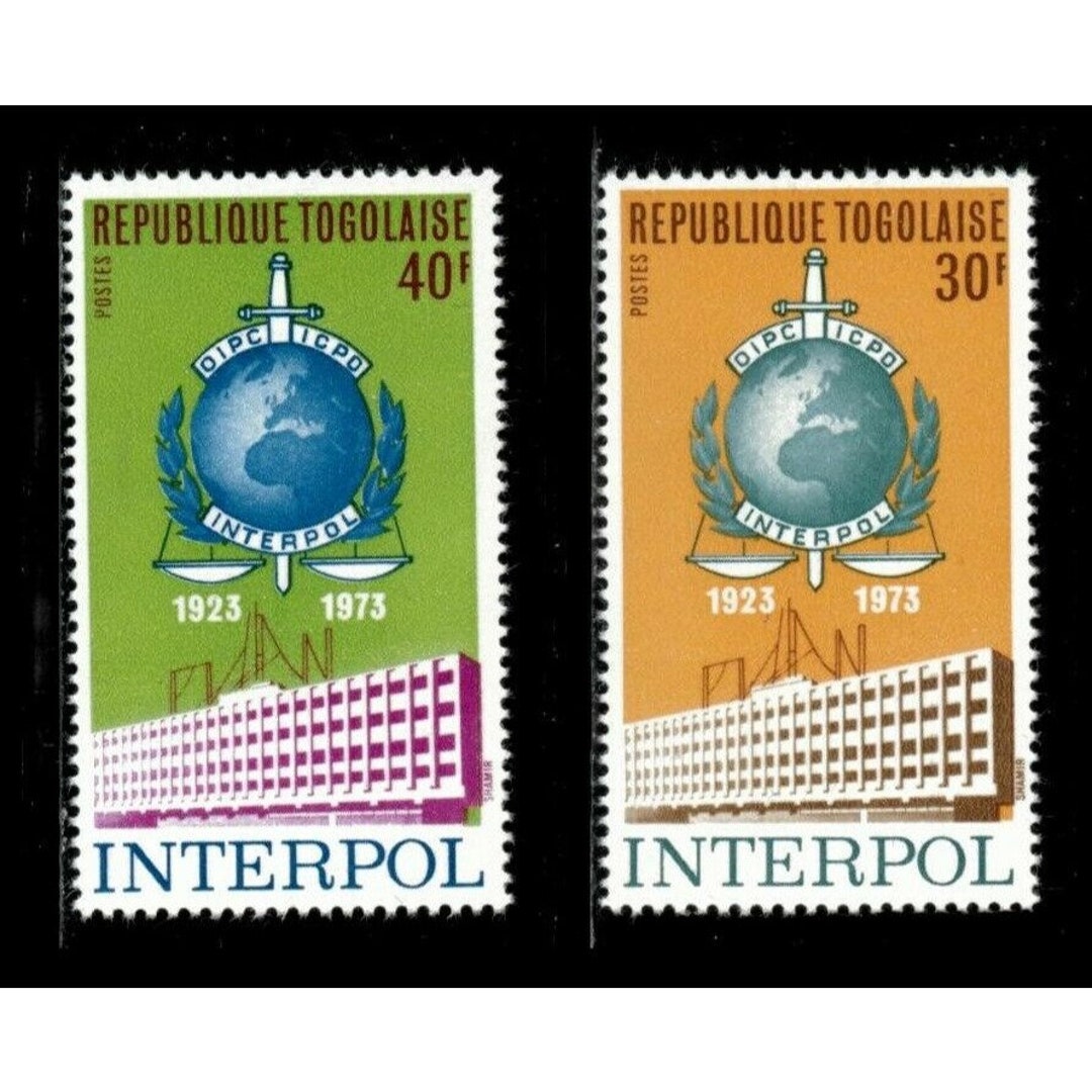 Togo 1973 - Interpol, 50th Anniversary - Set of 2v Stamps - Scott 850 ...