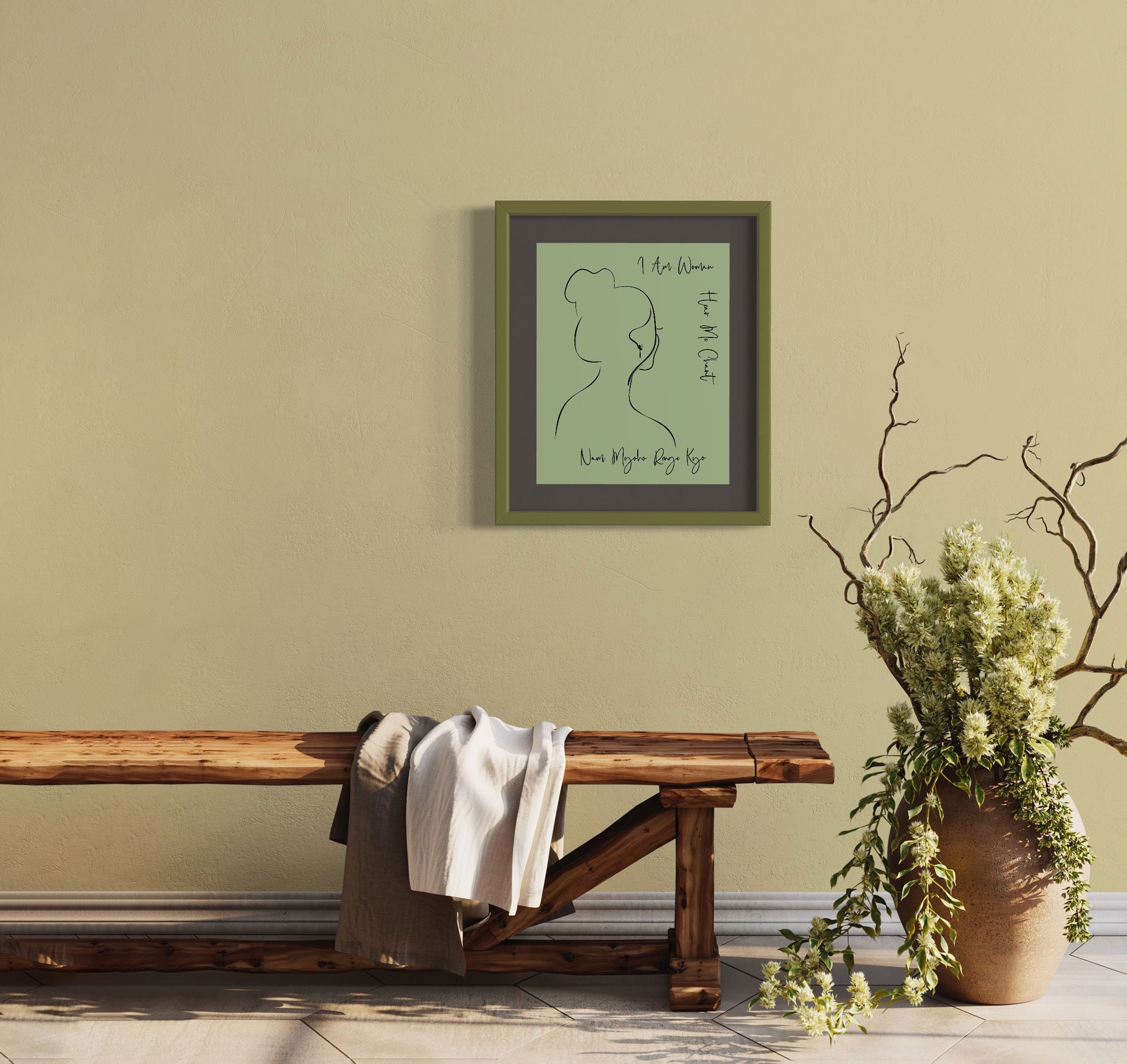 Sage Green Wall Art Nichiren Buddhism I Am Woman Hear Me Chant Nam ...