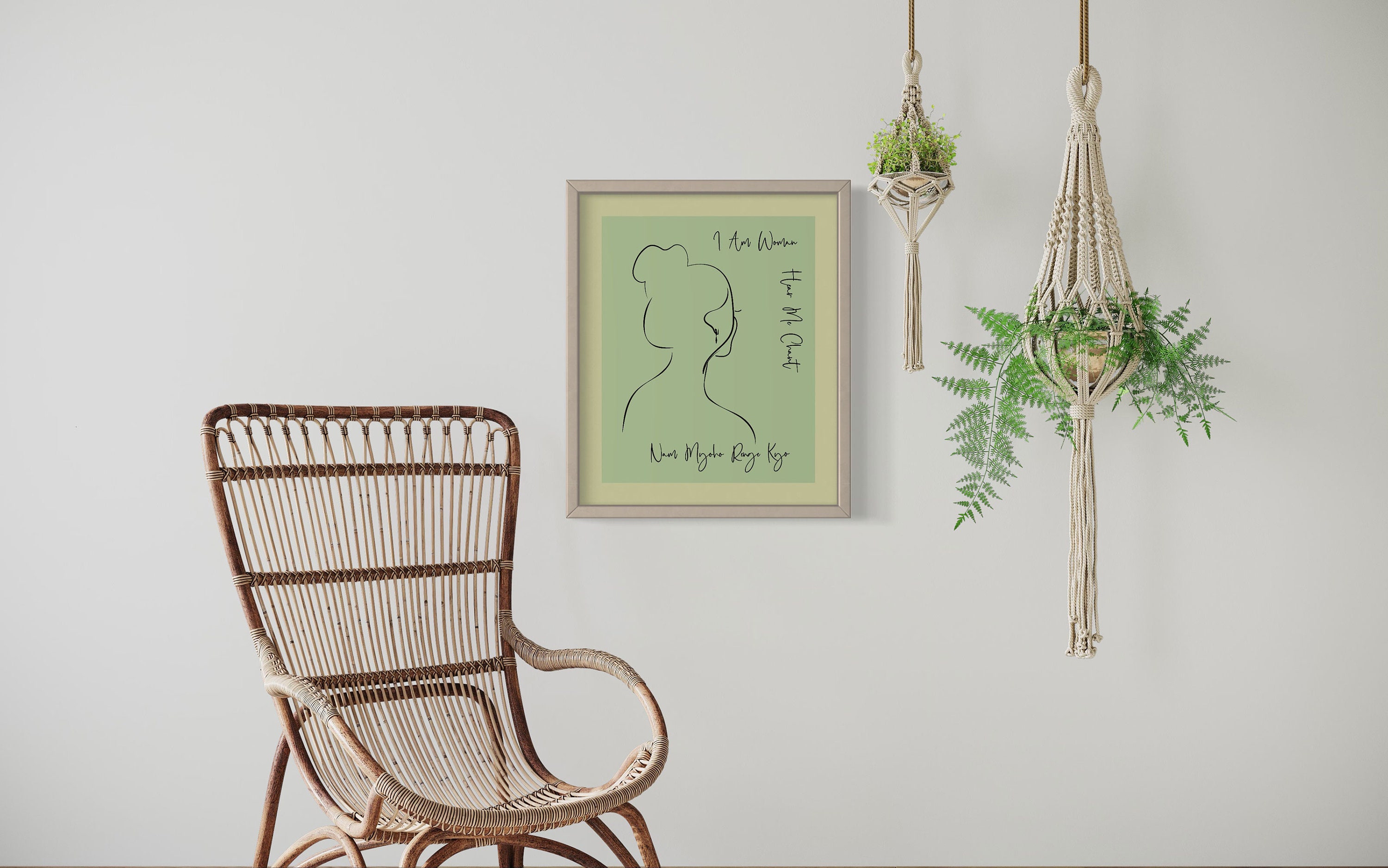Sage Green Wall Art Nichiren Buddhism I Am Woman Hear Me Chant Nam ...