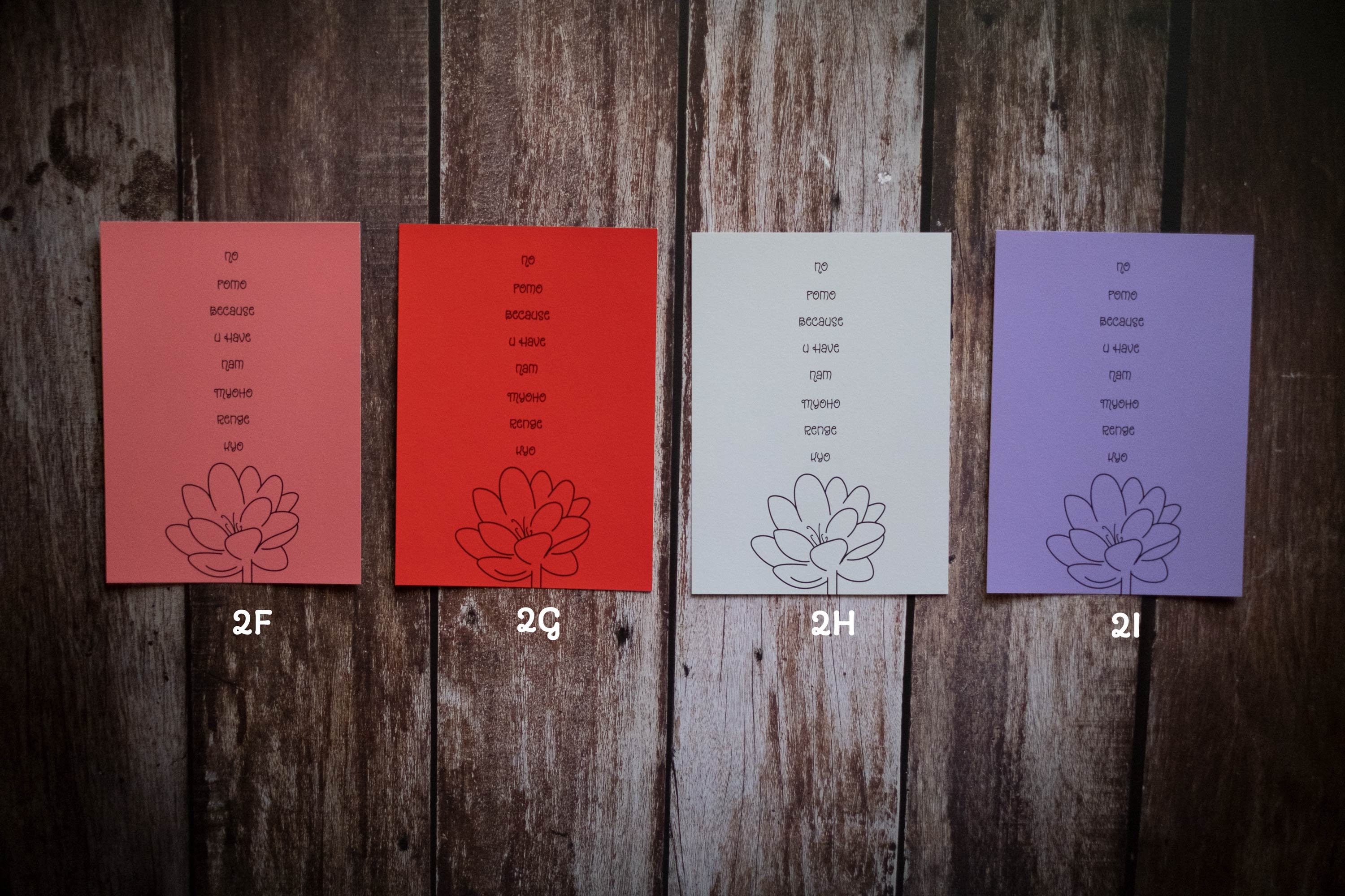 No FOMO - Nam Myoho Renge Kyo - 9 Color Choices - Affirmation Cards ...