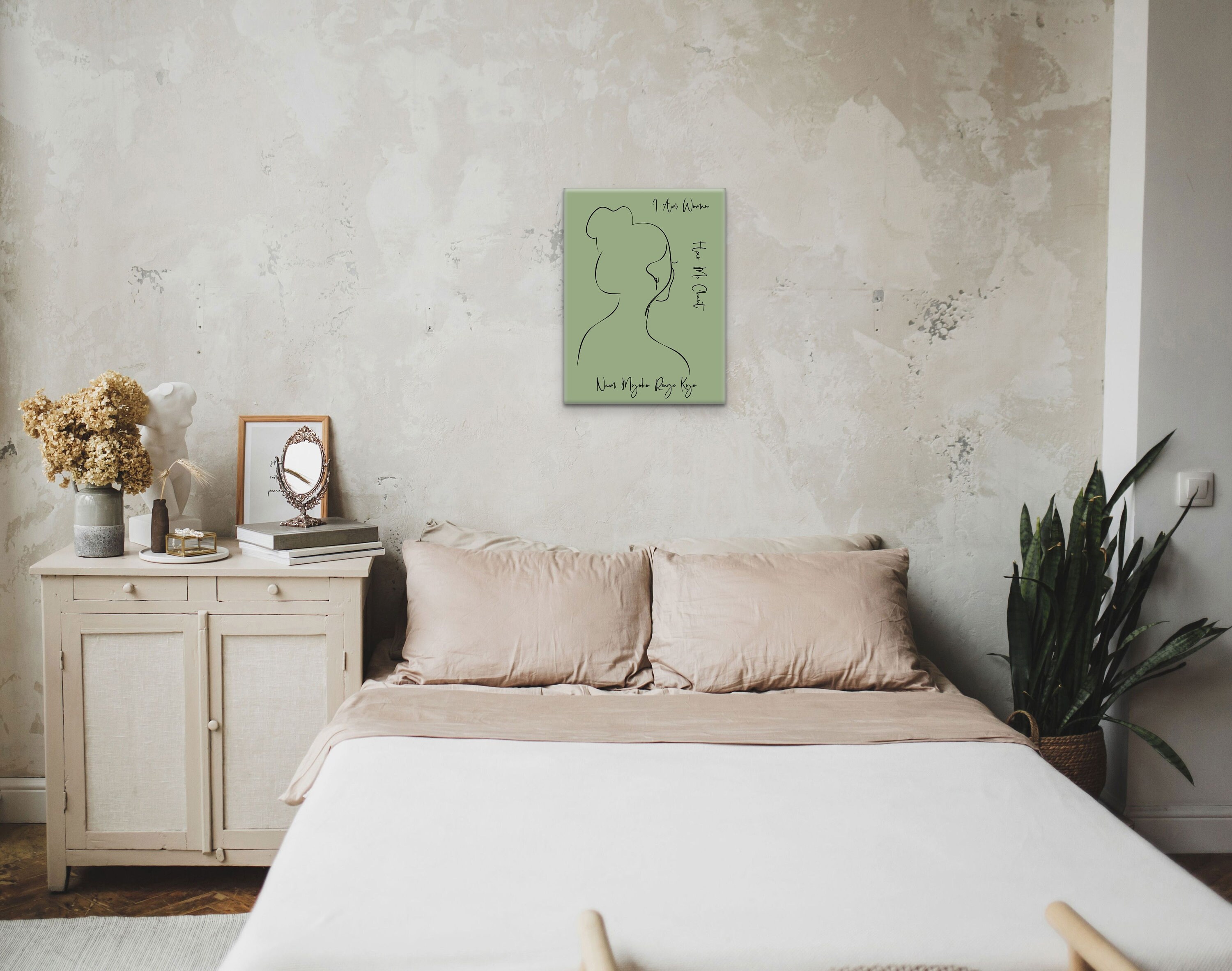 Sage Green Wall Art - Nichiren Buddhism - I Am Woman Hear Me Chant Nam ...