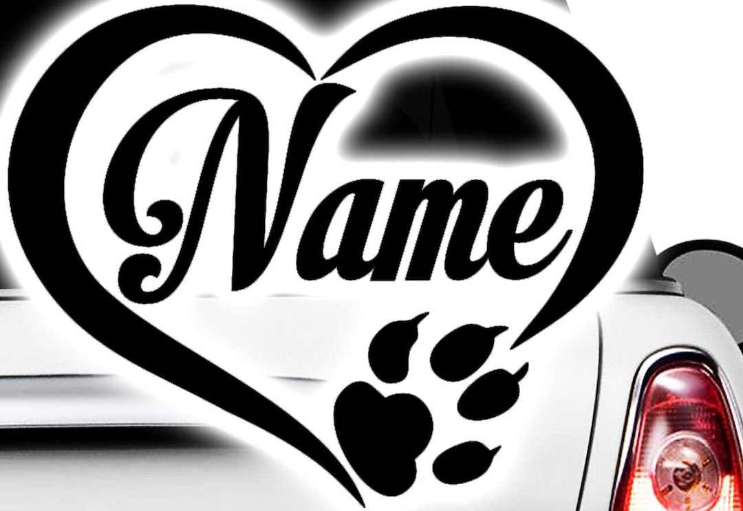 2x Sticker Paw Paws Dogs DESIRED NAME Sticker Car Paw Name Paw Dog ...