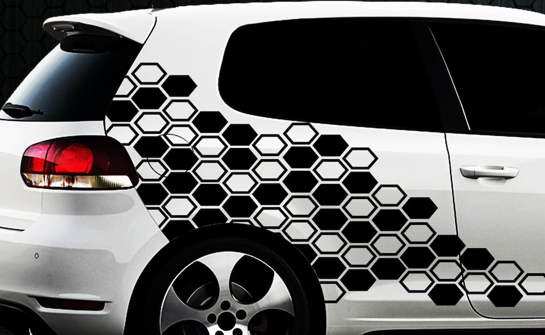 Hexagon Pixel Cyber Camouflage XXL Set Car Sticker Tuning Wall Decalx ...