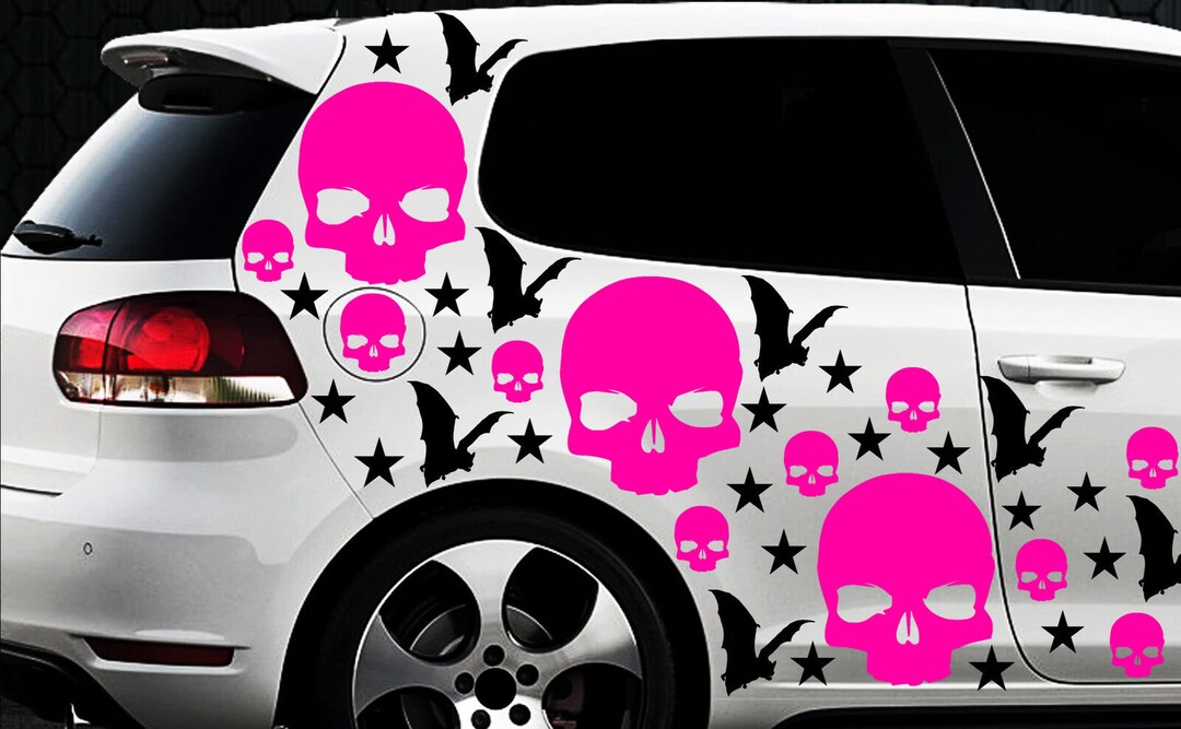 99x Skull Witch Stars Star Sticker Wall Tattoo Witch Carriage Gothic ...