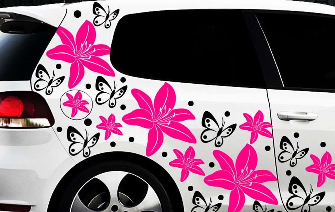 108-piece Car Sticker LILIES Hibiscus Flowers Butterflies HAWAII WALL ...