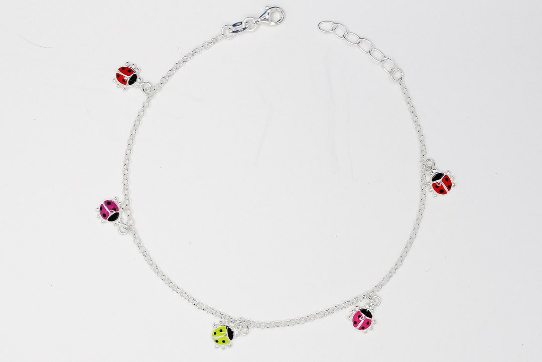 925 Sterling Silver Anklet, Ladybug Anklet, 925 Anklet Silver , 10 Inch ...