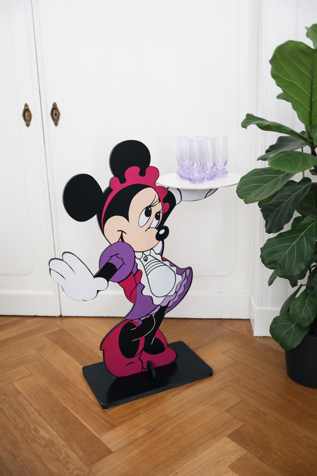 Vintage Minnie Mouse Side Table Butler Wood Minnie Mouse Retro Walt ...