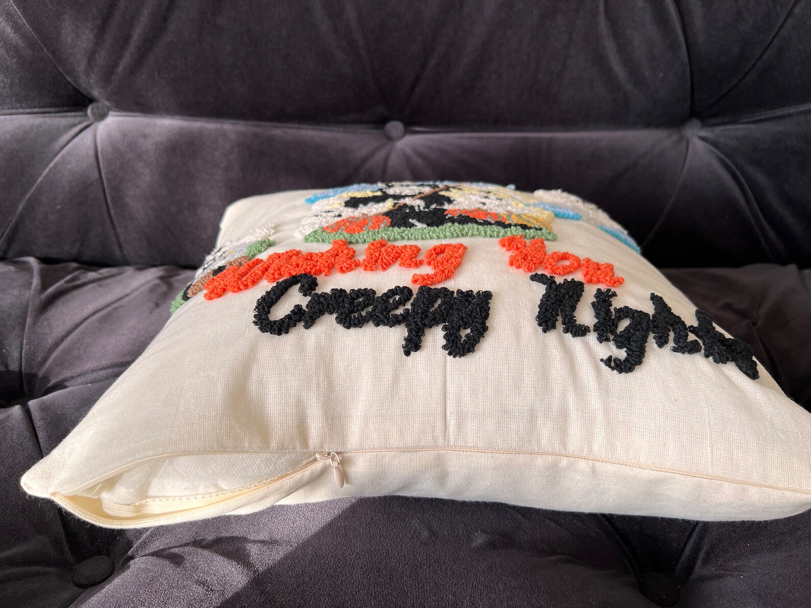 Grim Reaper Punch Needle Pillow Cover: Scary Halloween Home Decor ...